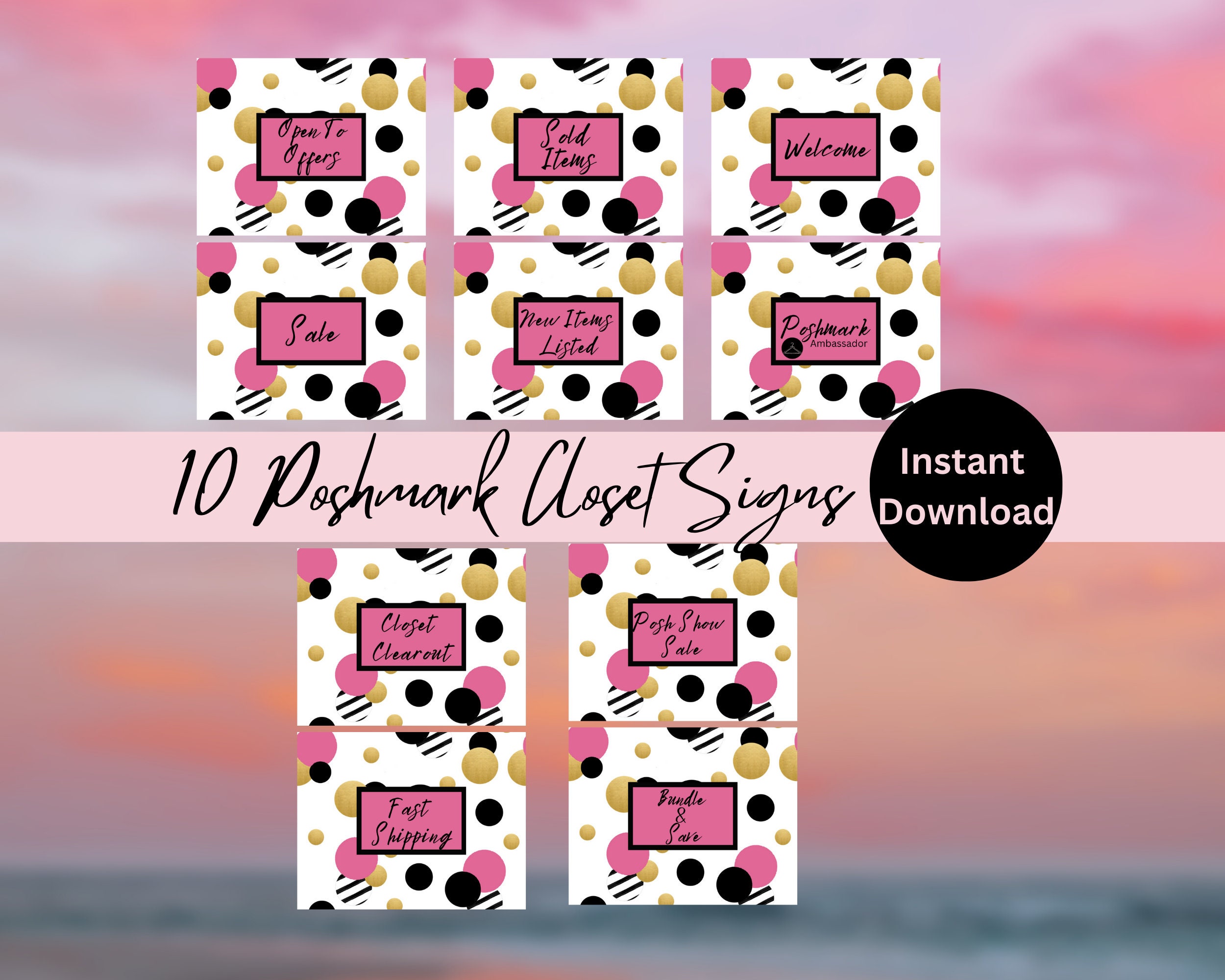 10 Poshmark Closet Signs Pink Black Gold Poshmark Closet Signs Posh ...