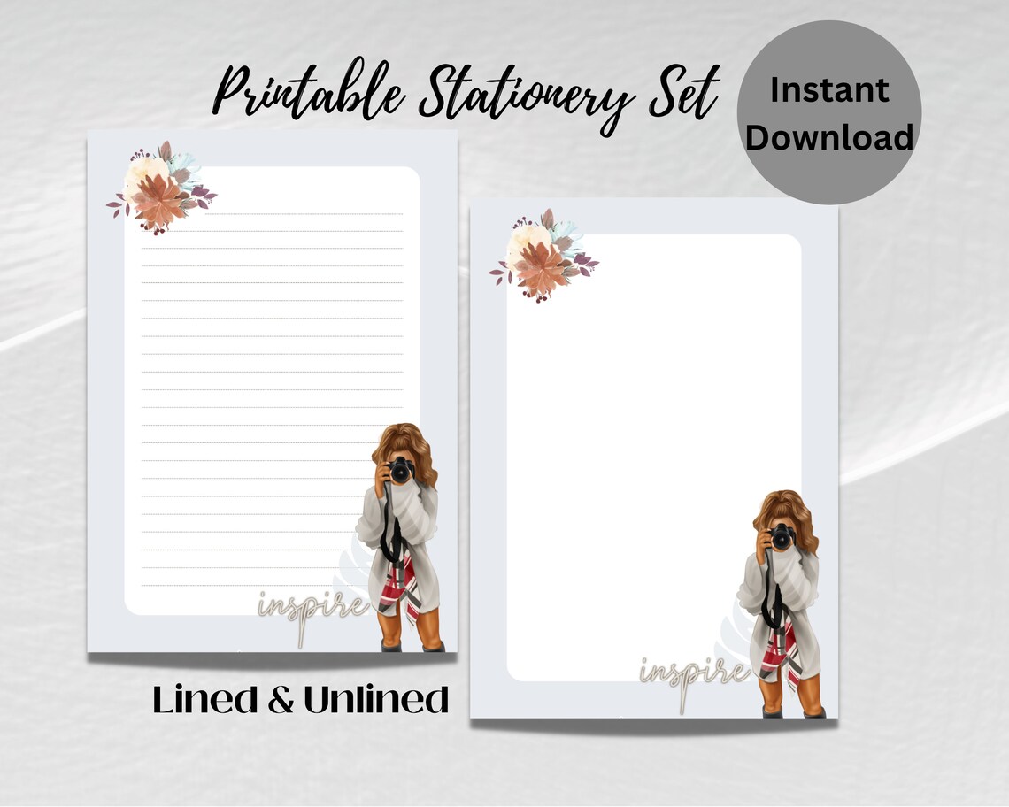 Printable Stationery Set Printable Boho Stationery Set Inspire Girl ...