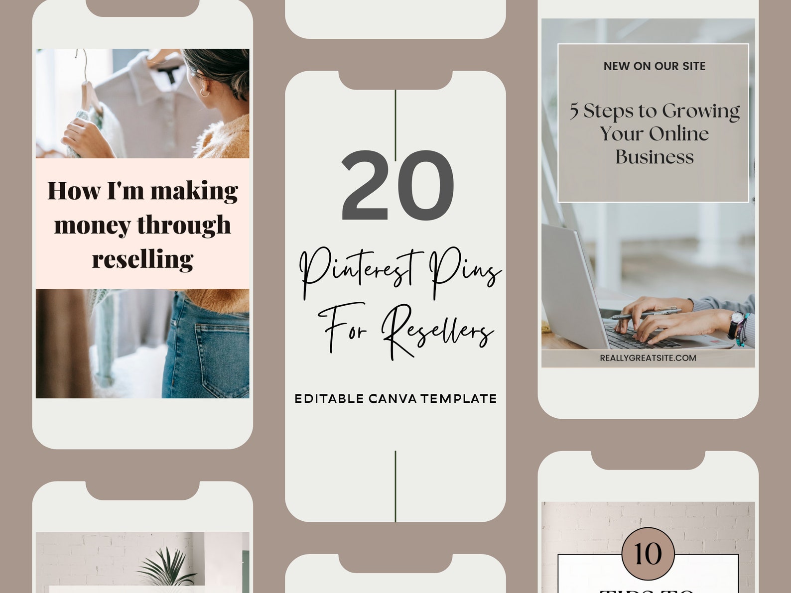 20 Poshmark Pinterest Pins Editable in Canva Neutral Pinterest Pins ...