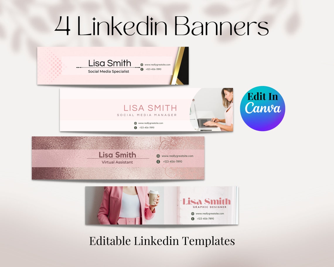 Linkedin Banner Template Pink Linkedin Banners Canva Template - Etsy