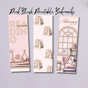 Pink Blush Printable Bookmark Set Gift for Book Lover Student Bookmark ...