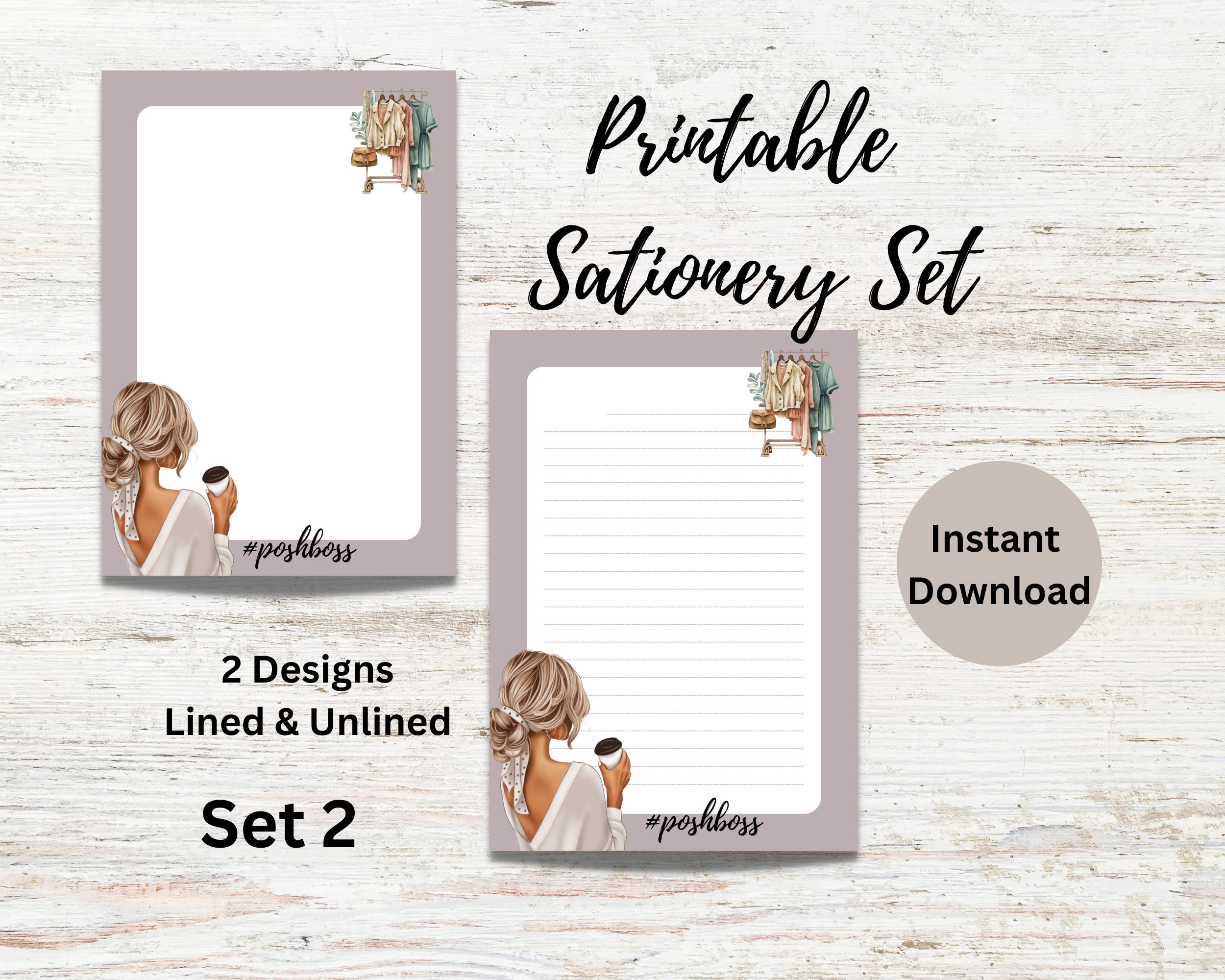 Printable Stationery Set Poshmark Seller Stationery Set Posh Boss Girl ...