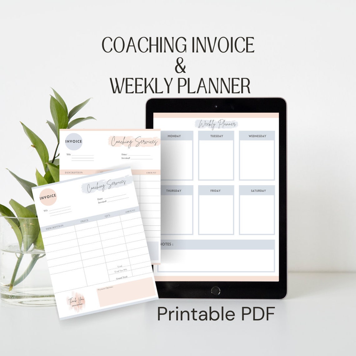 Coaching Business Invoice & Weekly Planner,coaching Invoice Template ...