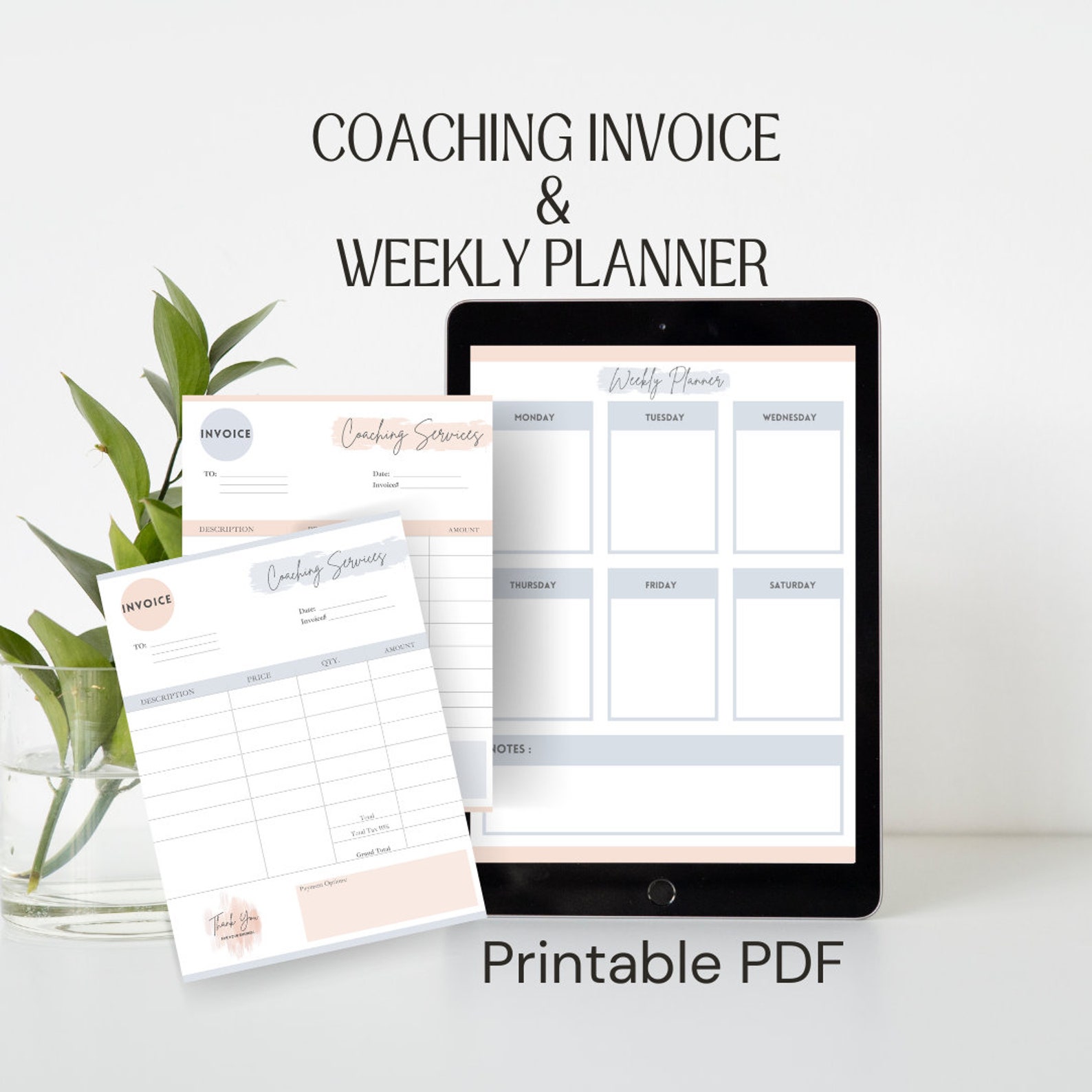 Coaching Business Invoice & Weekly Planner,coaching Invoice Template ...