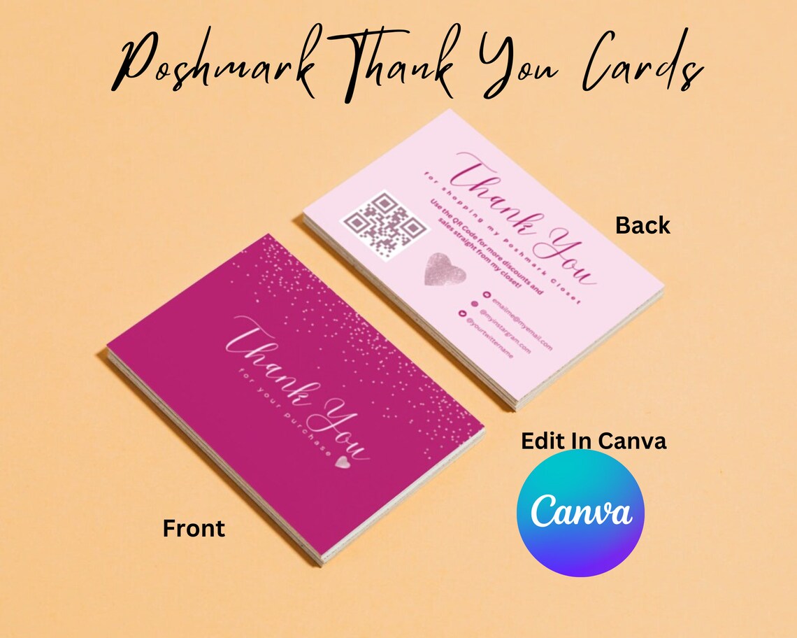 Poshmark Thank You Cards Thank You Cards QR Code Editable Poshmark ...