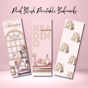 Pink Blush Printable Bookmark Set Gift for Book Lover Student Bookmark ...