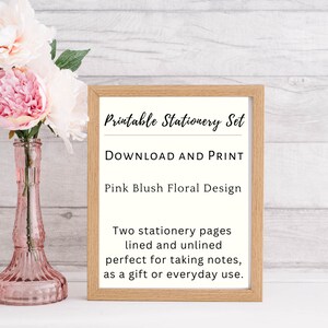 Pink Blush Floral Printable Stationery Set Printable Lined and Unlined ...