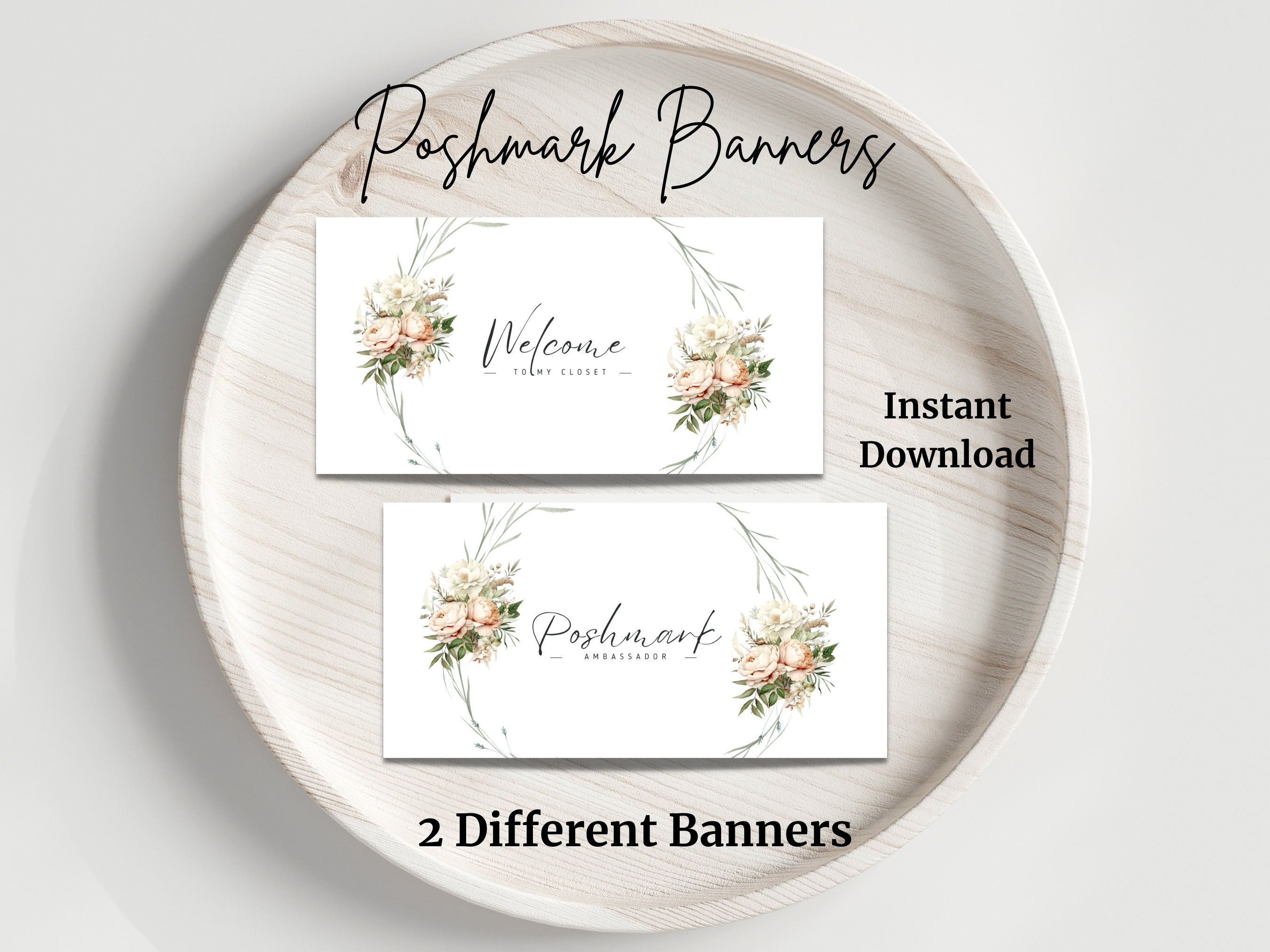 Poshmark Banner Sign Floral Wreath Spring Theme Header Poshmark Closet ...