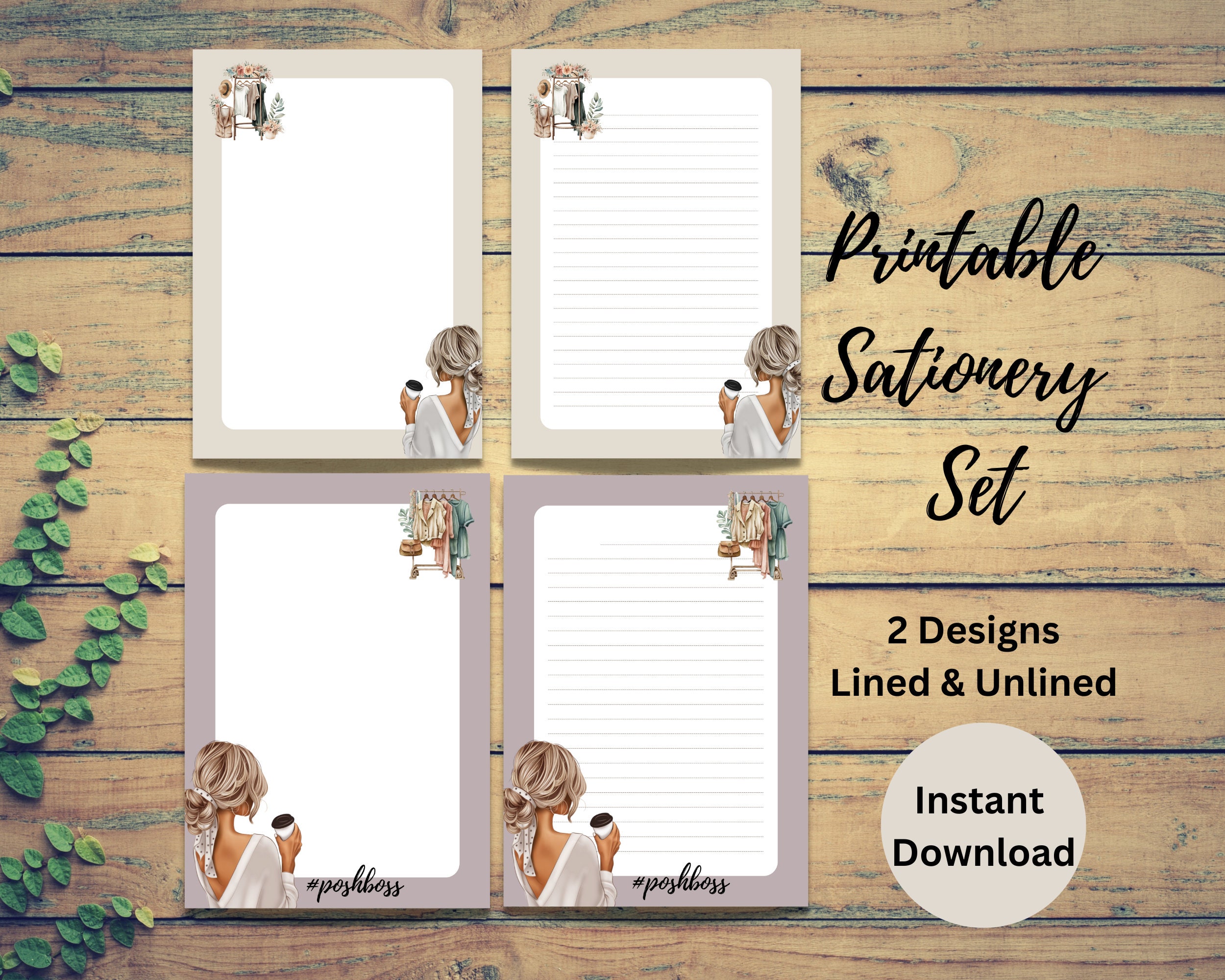 Printable Stationery Set Poshmark Seller Stationery Set Posh Boss Girl ...