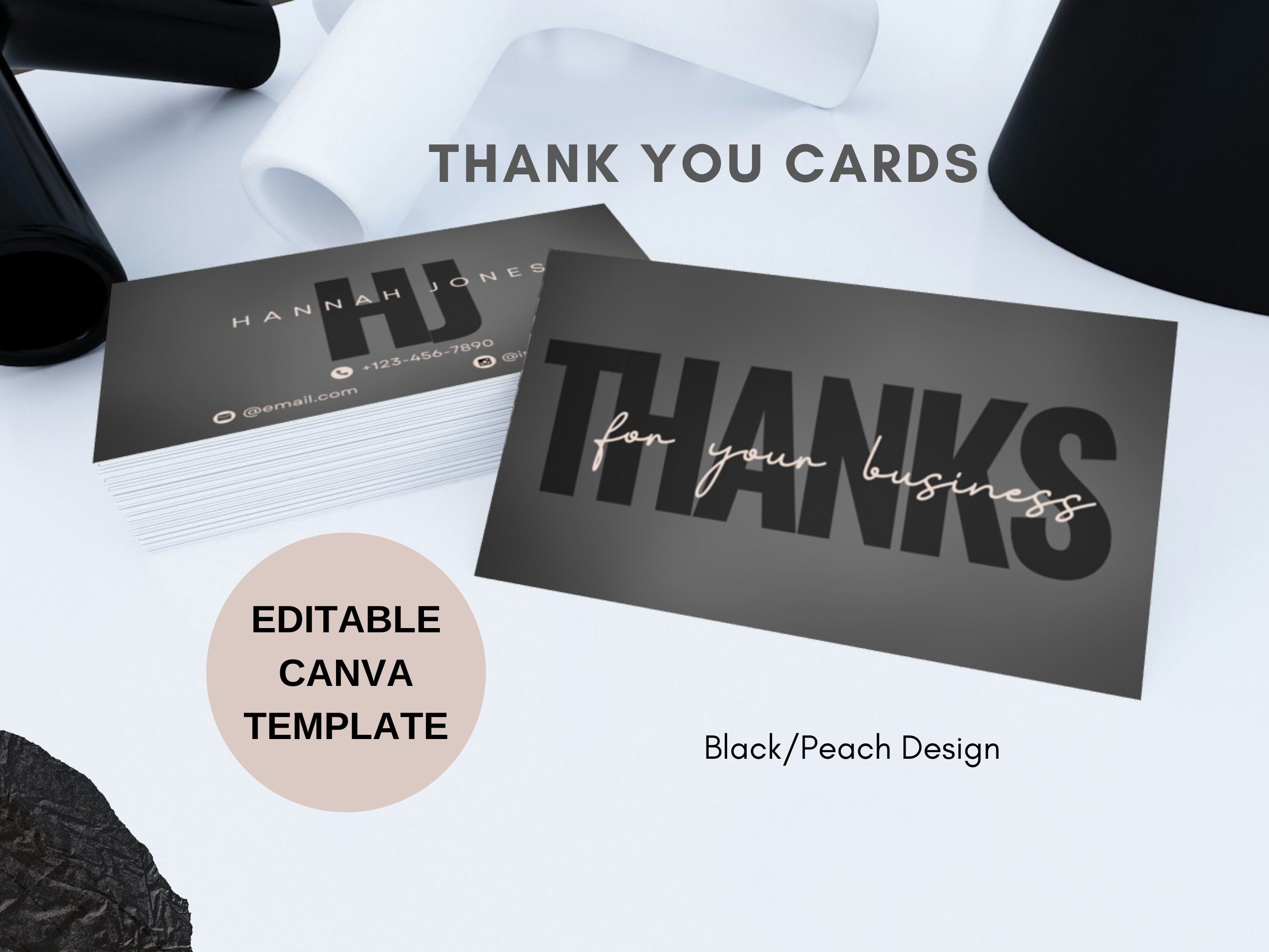 Editable Thank You Card Template Business Thank You Card Editable Canva ...