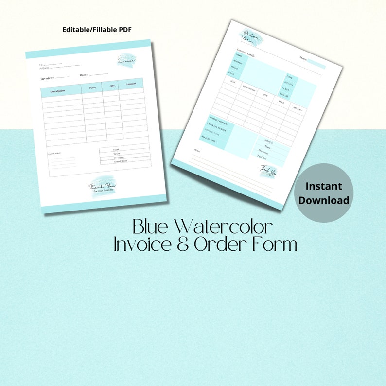 Invoice Form Blue Invoice Template Small Business Invoice Form Blue ...