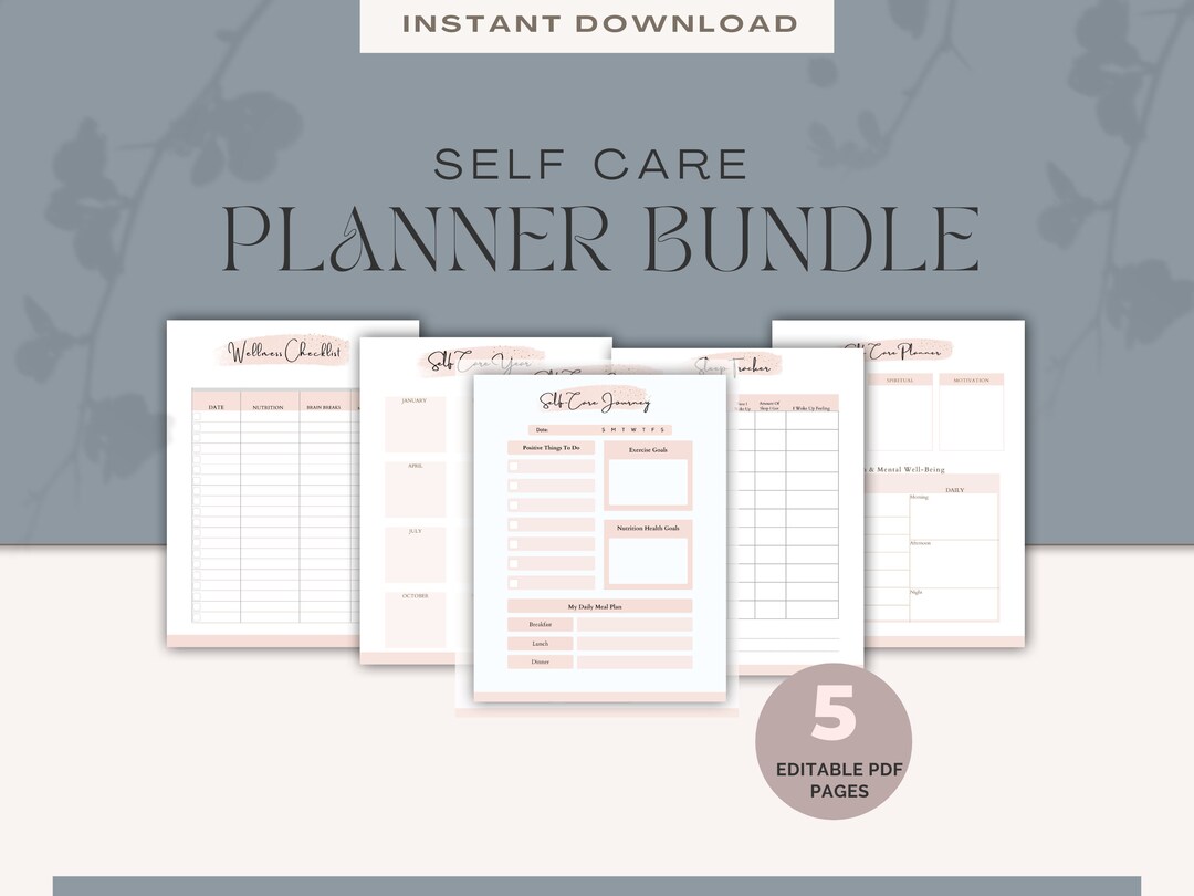 Self Care Planner Bundle,self Care Planner Worksheets, Editable Self ...