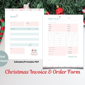 Christmas Invoice and Order Form,editable Christmas Invoice,editable ...