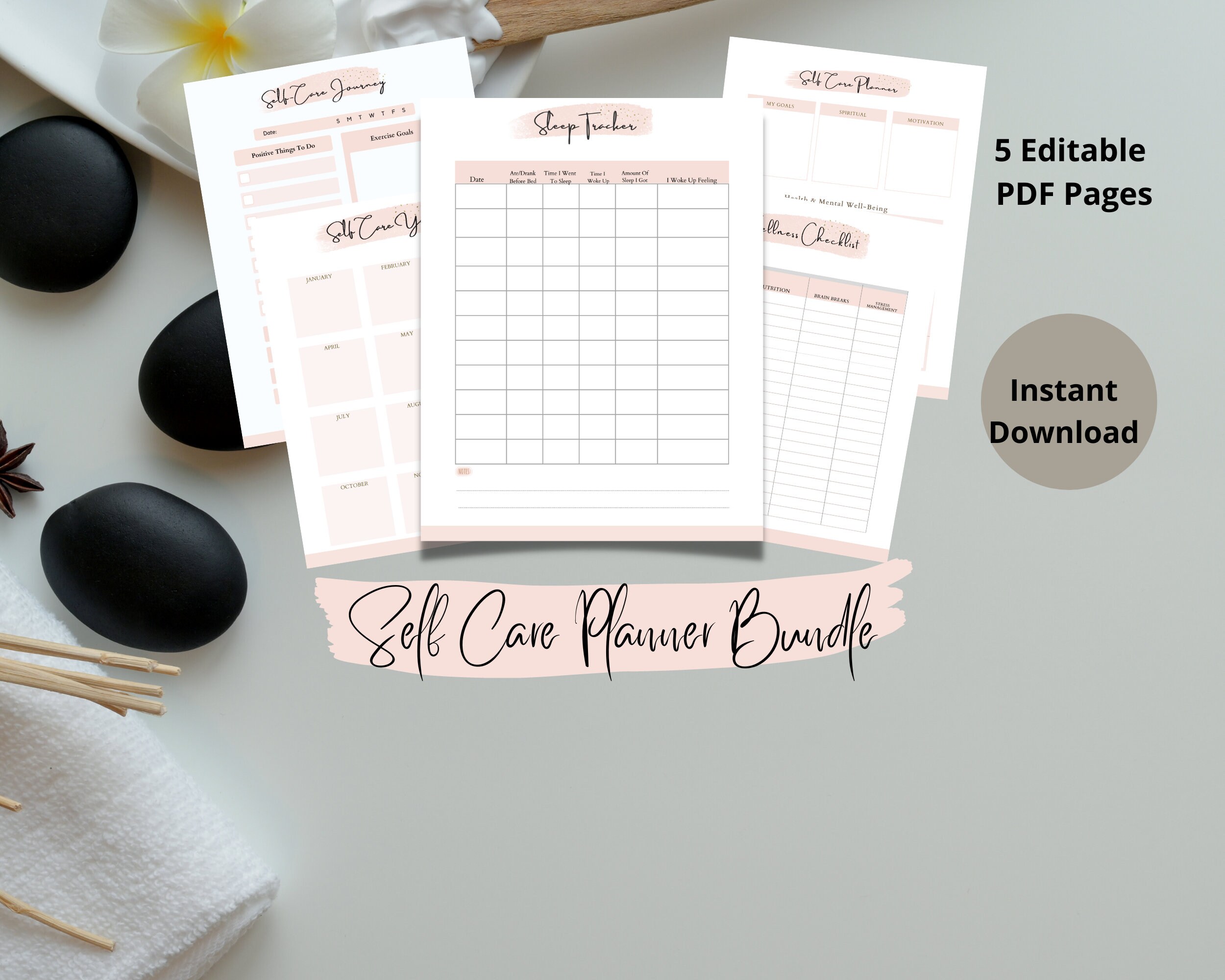 Self Care Planner Bundle,self Care Planner Worksheets, Editable Self ...