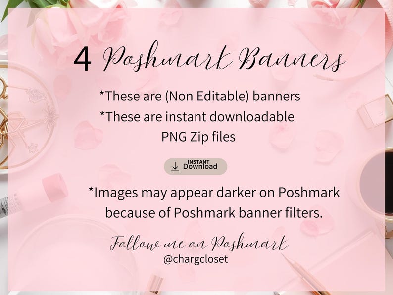 Soft Blush Poshmark Banner Set of 4 Cozy Pink Closet Banners Digital ...
