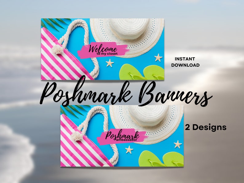 Poshmark Banner Sign Beach Summer Design Header Poshmark Closet Banner ...