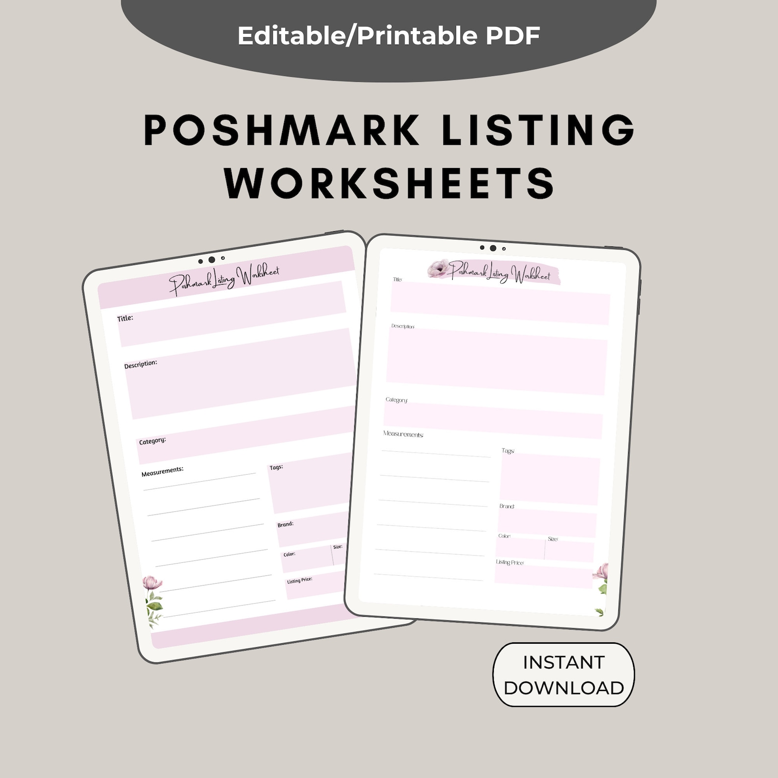 Poshmark Seller Listing Worksheet Poshmark Seller Tool Poshmark ...