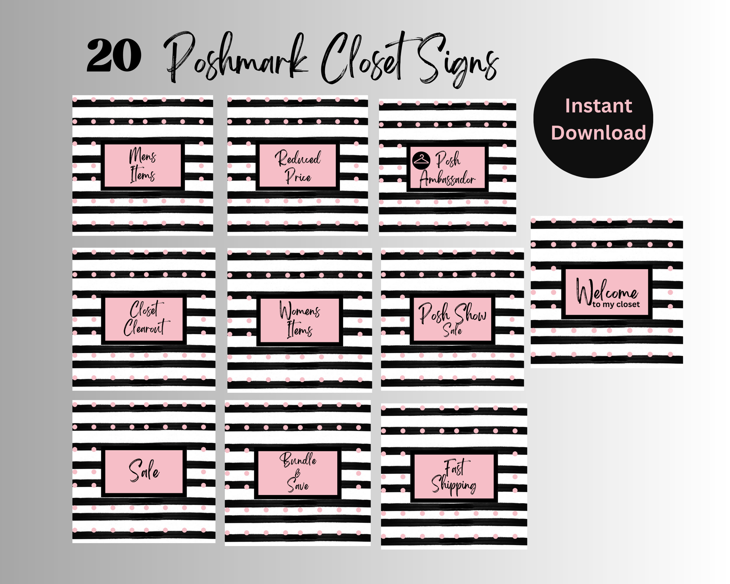 20 Poshmark Closet Signs Pink Dot Poshmark Closet Signs Posh Closet ...