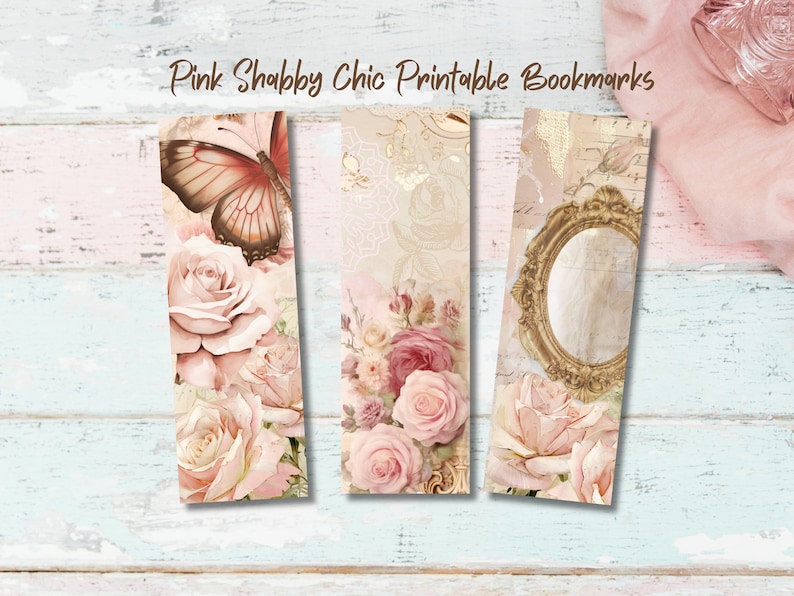 Pink Shabby Chic Vintage Printable Bookmark Gift for Book Lover Vintage ...