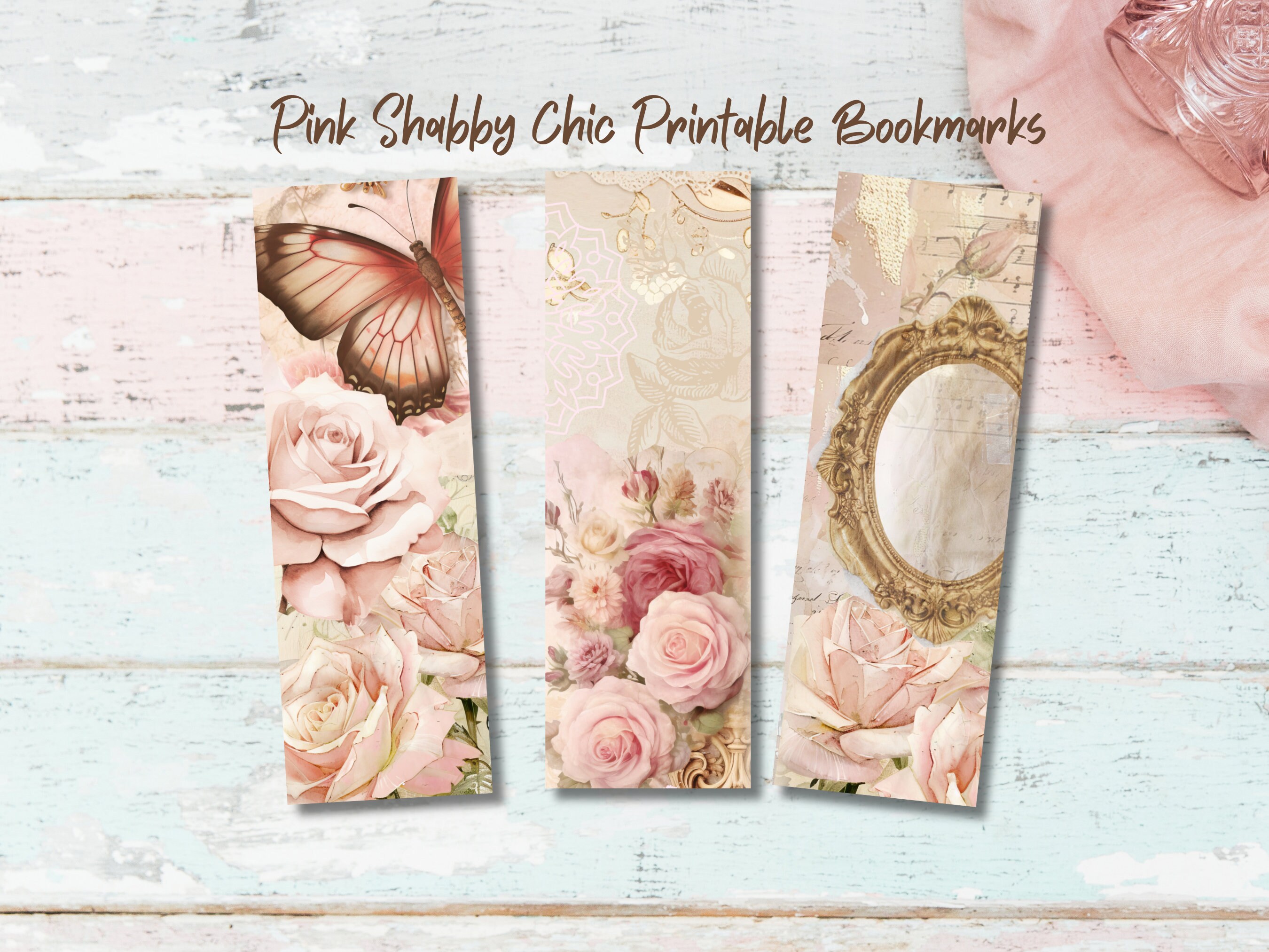 Pink Shabby Chic Vintage Printable Bookmark Gift for Book Lover Vintage ...