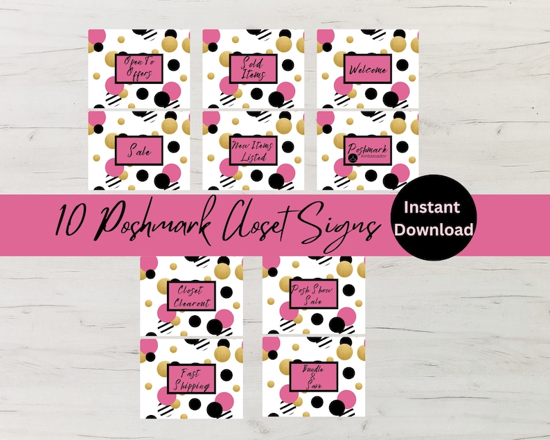 10 Poshmark Closet Signs Pink Black Gold Poshmark Closet Signs Posh ...
