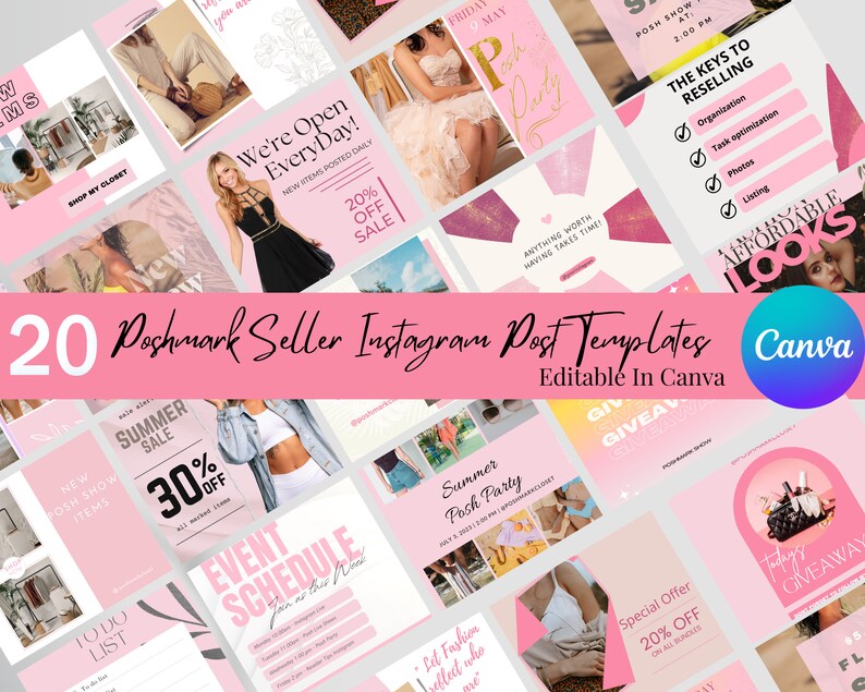 20 Poshmark Seller Instagram Post Templates Editable Canva Template ...