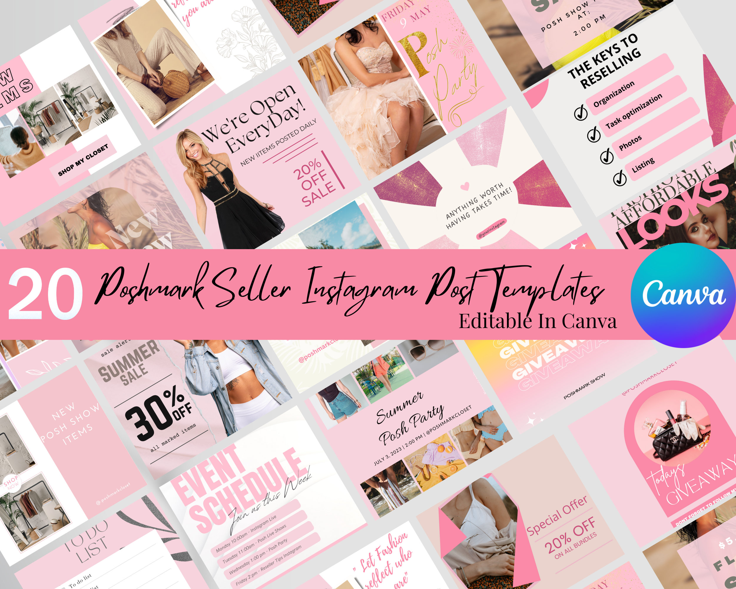 20 Poshmark Seller Instagram Post Templates Editable Canva Template ...