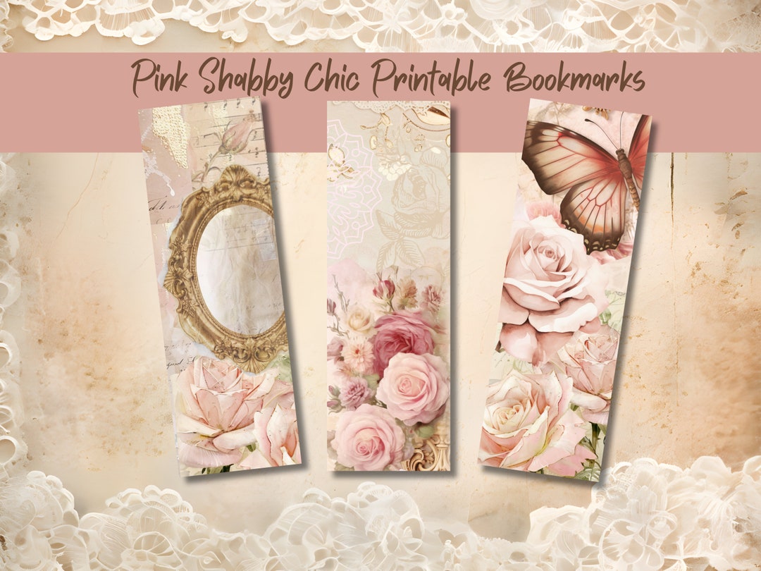 Pink Shabby Chic Vintage Printable Bookmark Gift for Book Lover Vintage ...