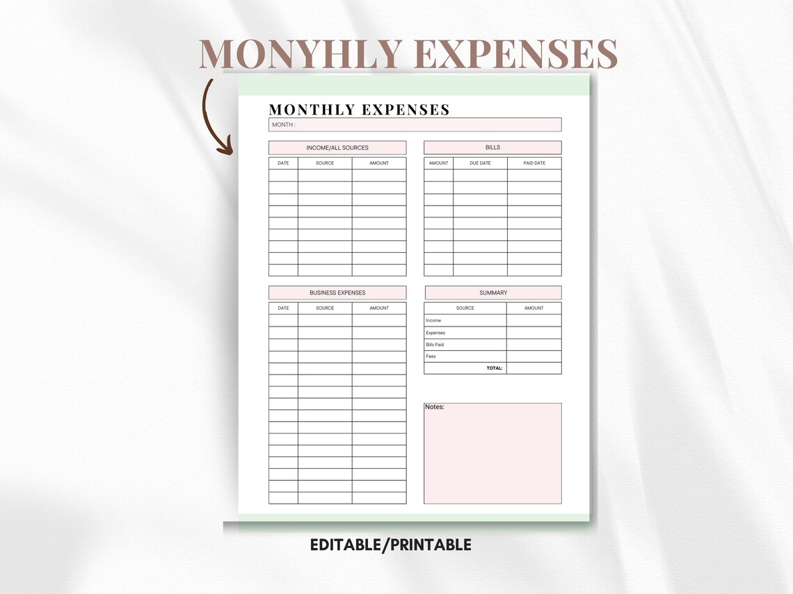 Small Business Expense Tracker Home Office Expense Tracker - Etsy