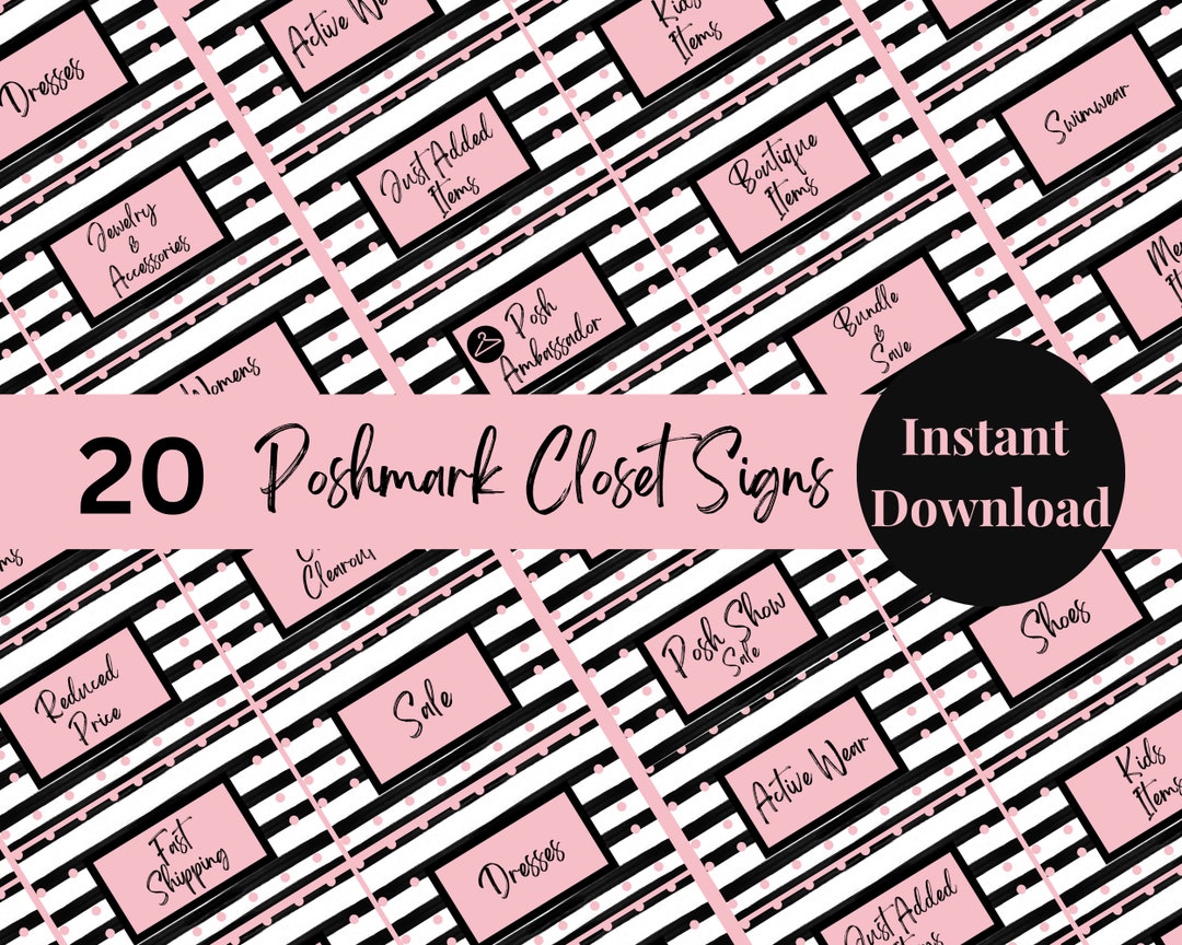 20 Poshmark Closet Signs Pink Dot Poshmark Closet Signs Posh Closet ...