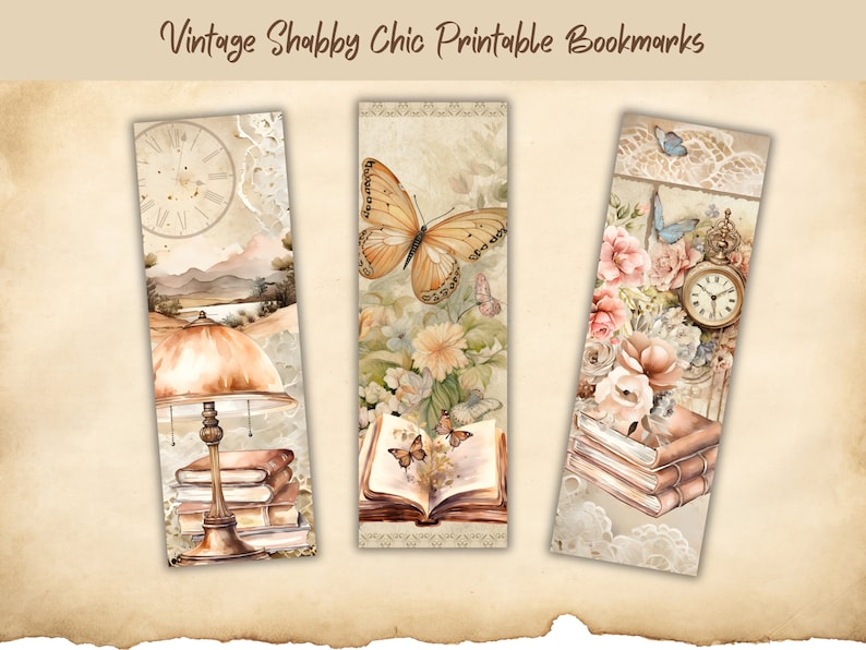Shabby Chic Vintage Printable Bookmark Gift for Book Lover Vintage ...