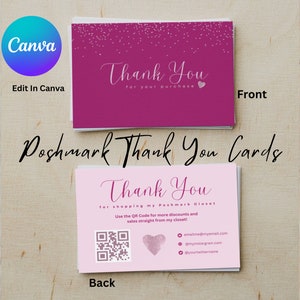 Poshmark Thank You Cards Thank You Cards QR Code Editable Poshmark ...