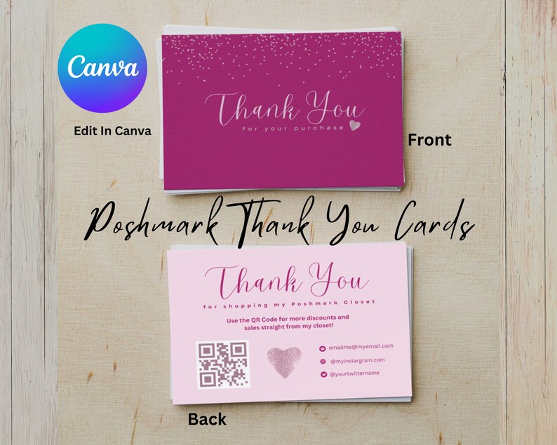 Poshmark Thank You Cards Thank You Cards QR Code Editable Poshmark ...