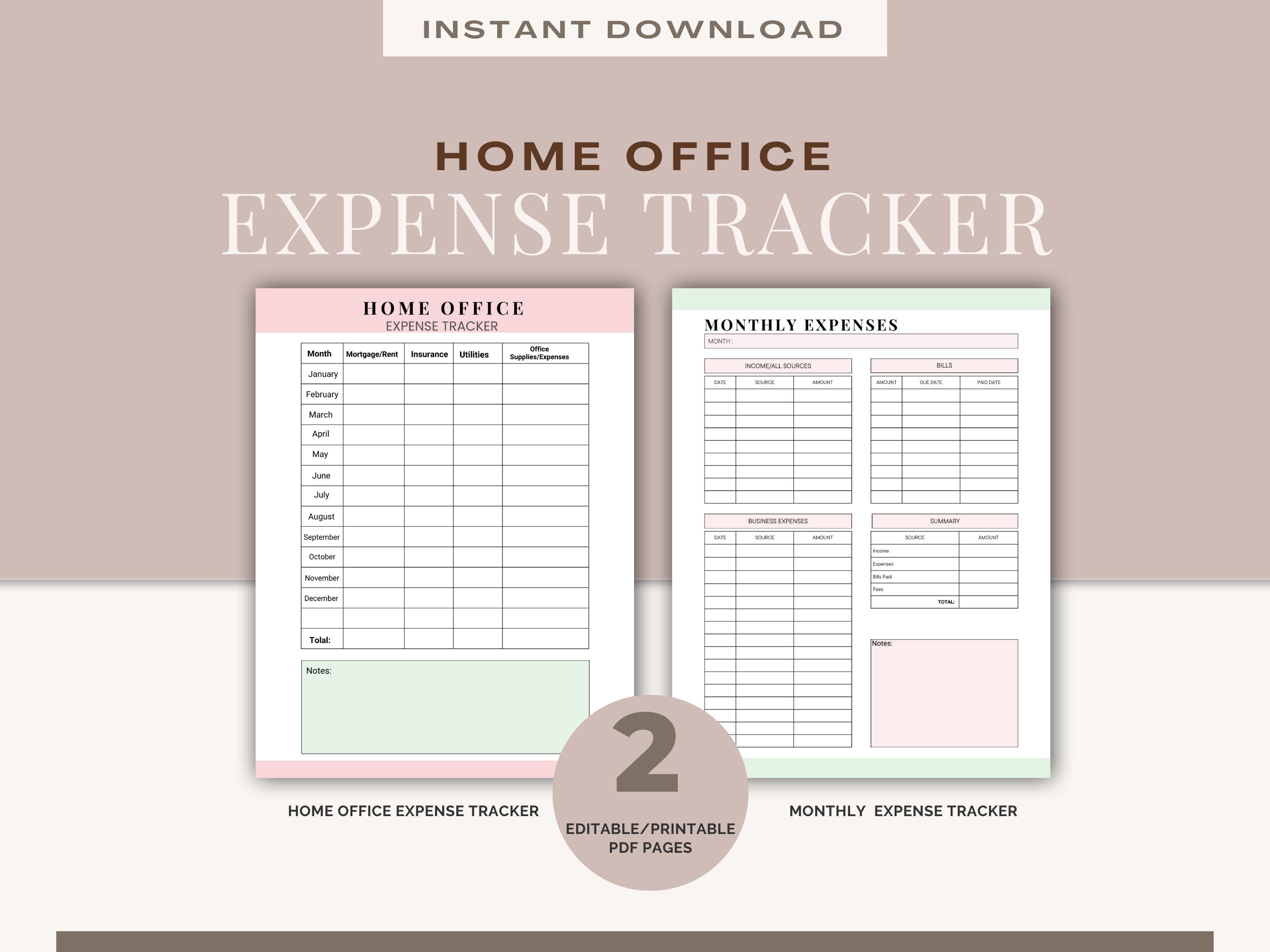 Small Business Expense Tracker Home Office Expense Tracker - Etsy