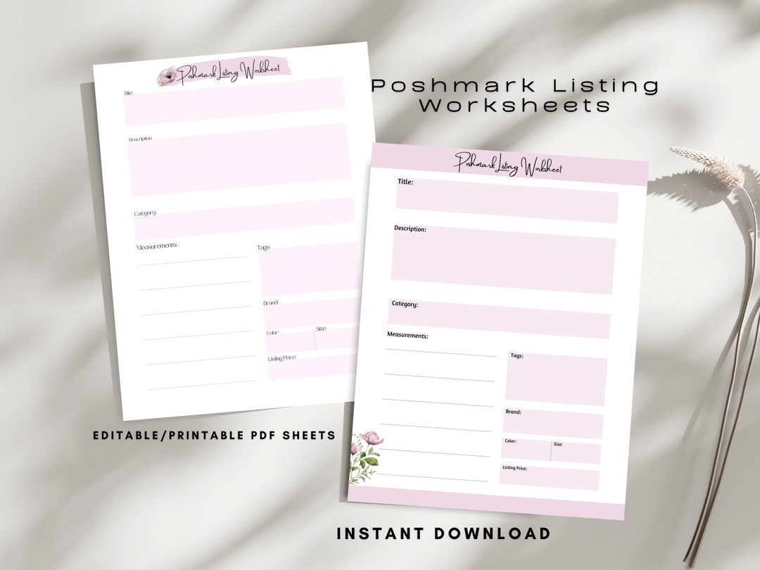 Poshmark Seller Listing Worksheet Poshmark Seller Tool Poshmark ...