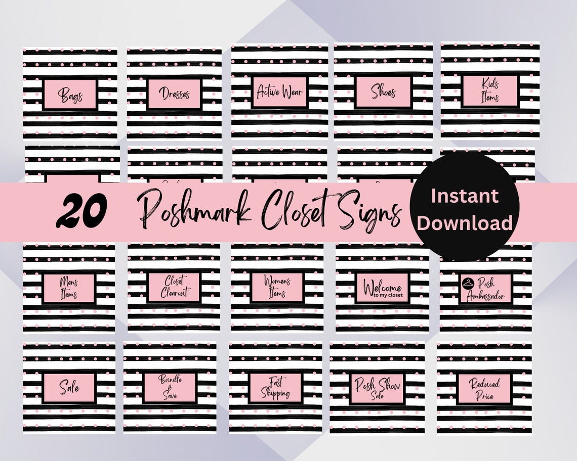 20 Poshmark Closet Signs Pink Dot Poshmark Closet Signs Posh - Etsy