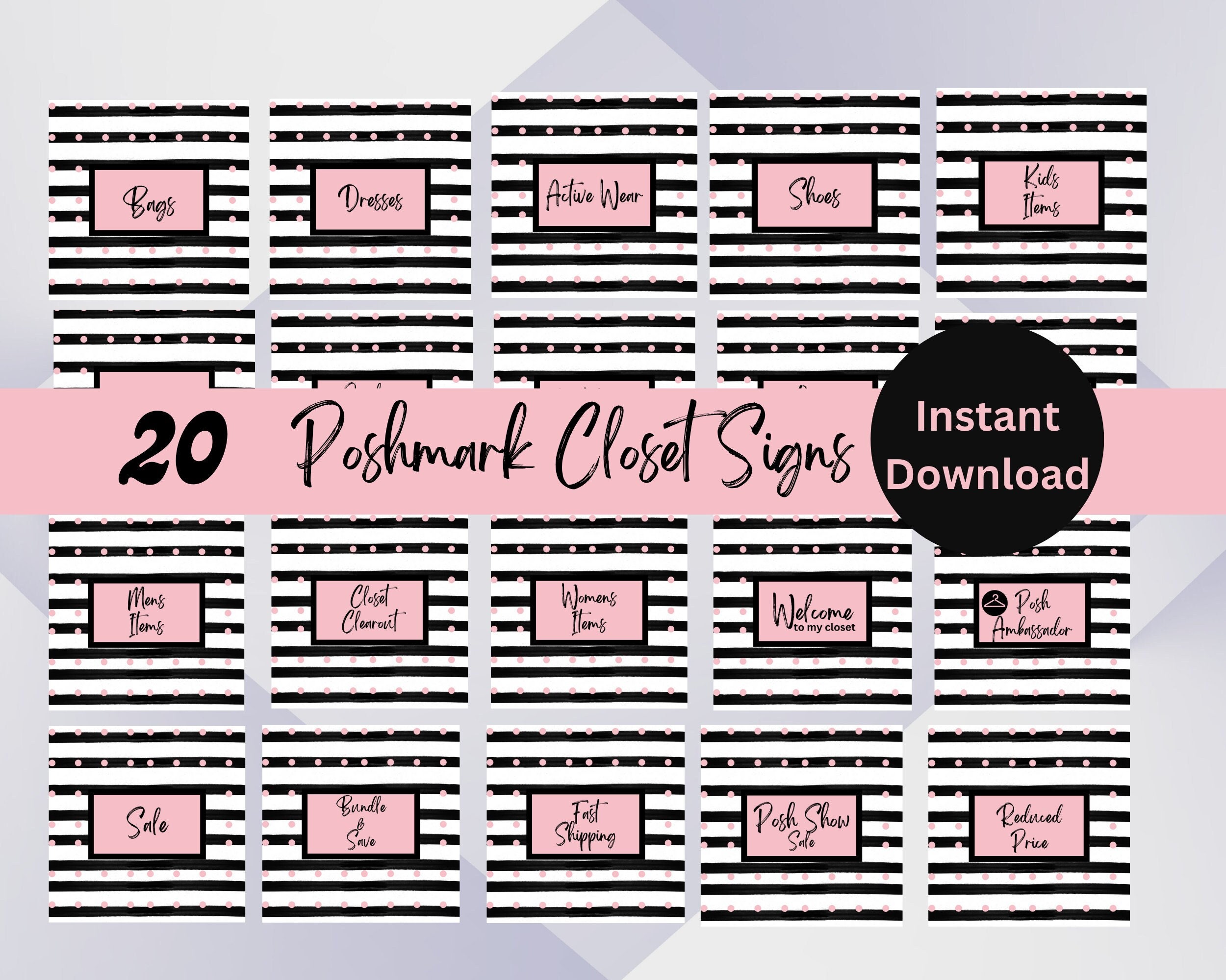 20 Poshmark Closet Signs Pink Dot Poshmark Closet Signs Posh Closet ...