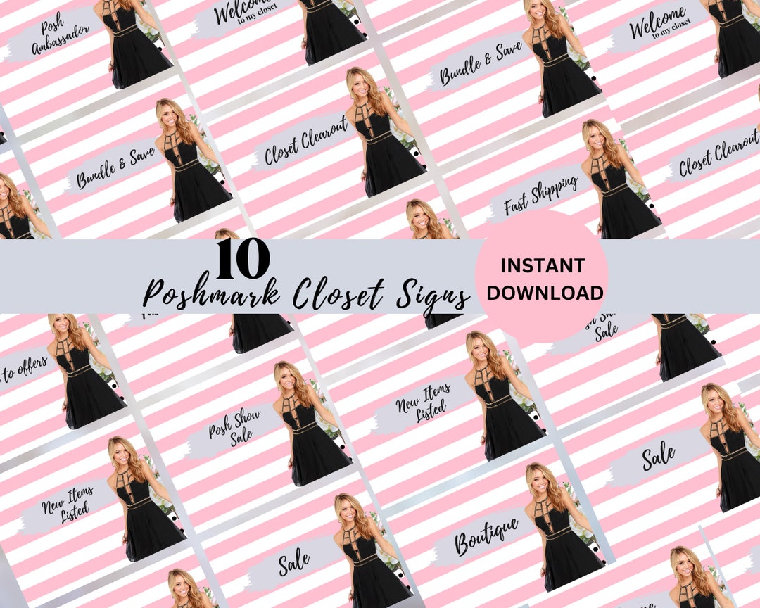 10 Poshmark Closet Signs Pink Chic Poshmark Closet Signs Posh Closet ...