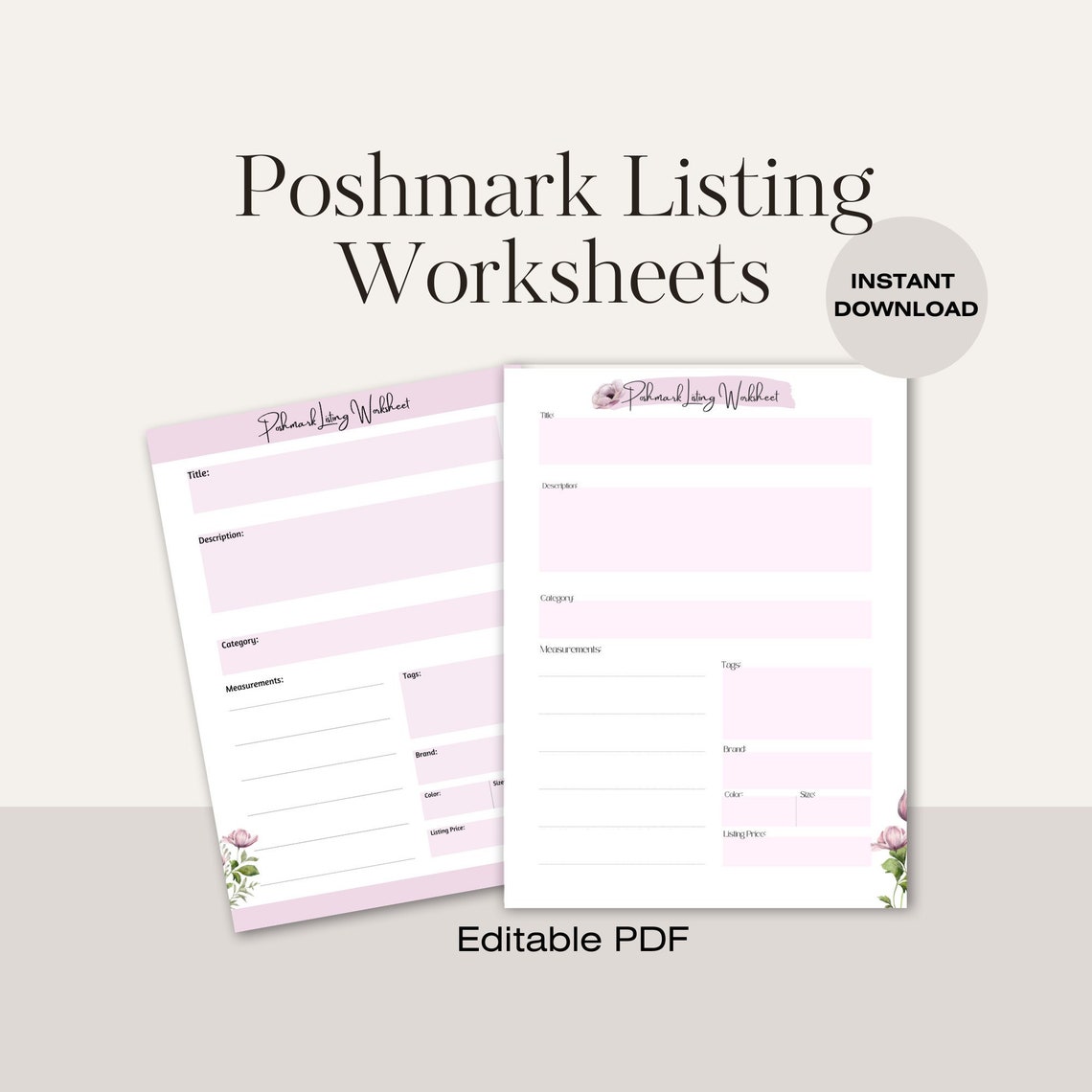 Poshmark Seller Listing Worksheet Poshmark Seller Tool Poshmark ...