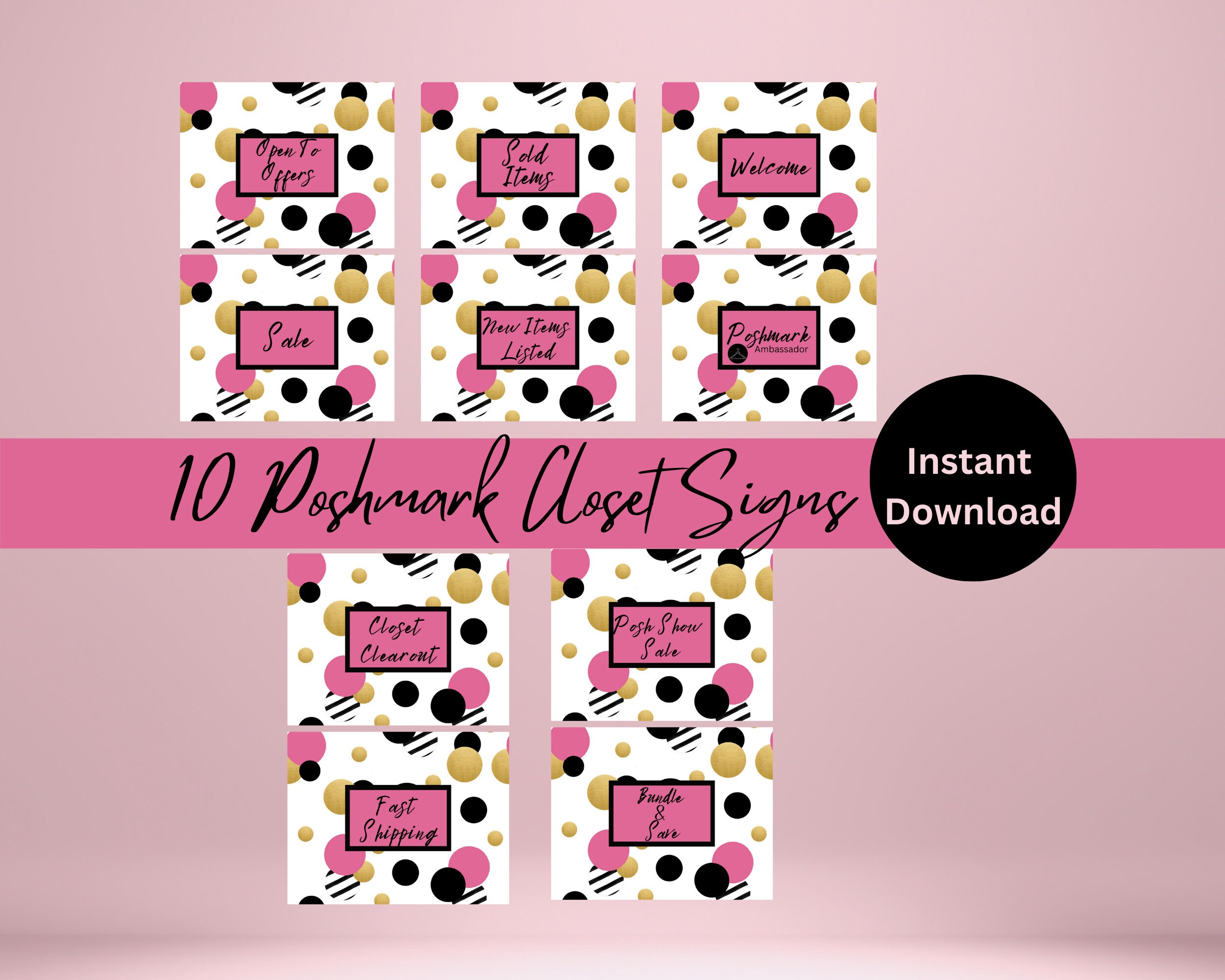 10 Poshmark Closet Signs Pink Black Gold Poshmark Closet Signs Posh ...