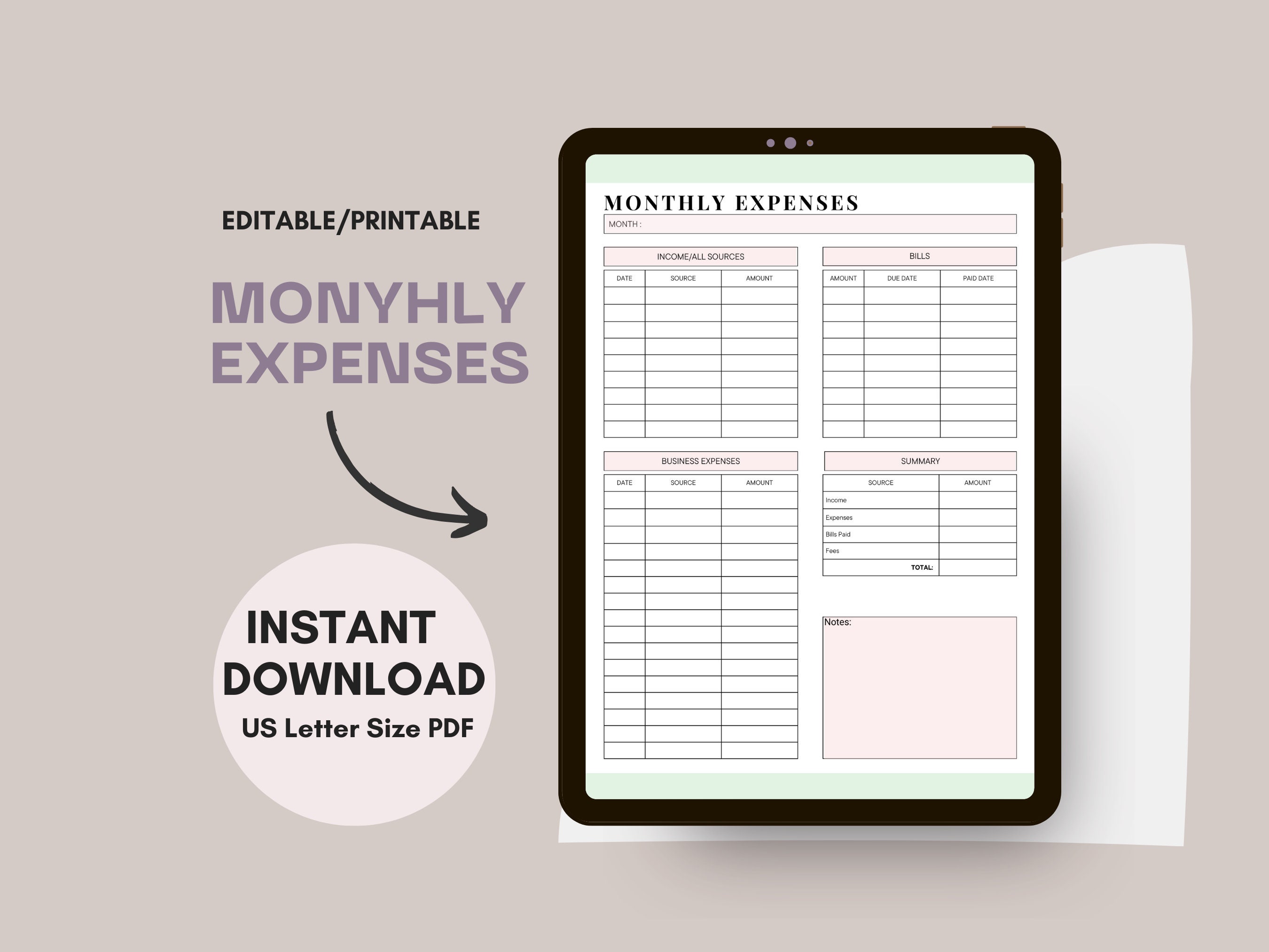 Small Business Expense Tracker Home Office Expense Tracker - Etsy