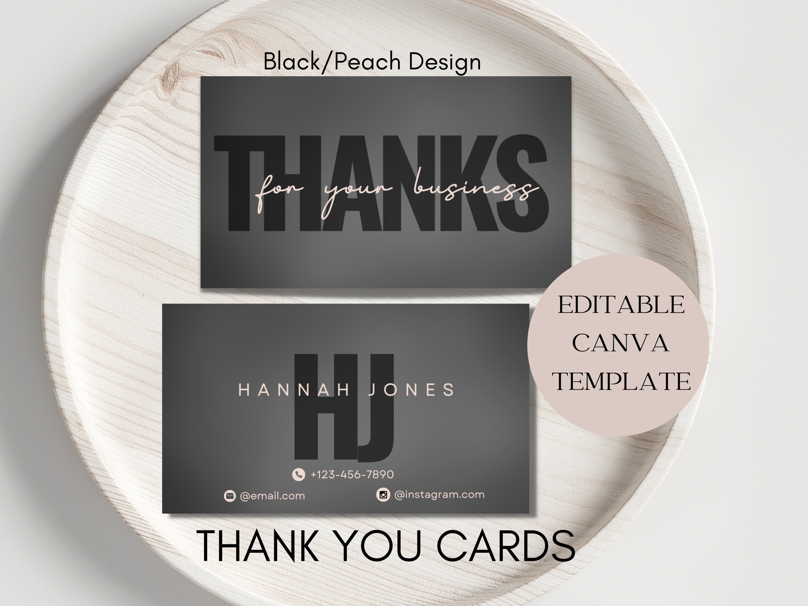 Editable Thank You Card Template Business Thank You Card Editable Canva ...