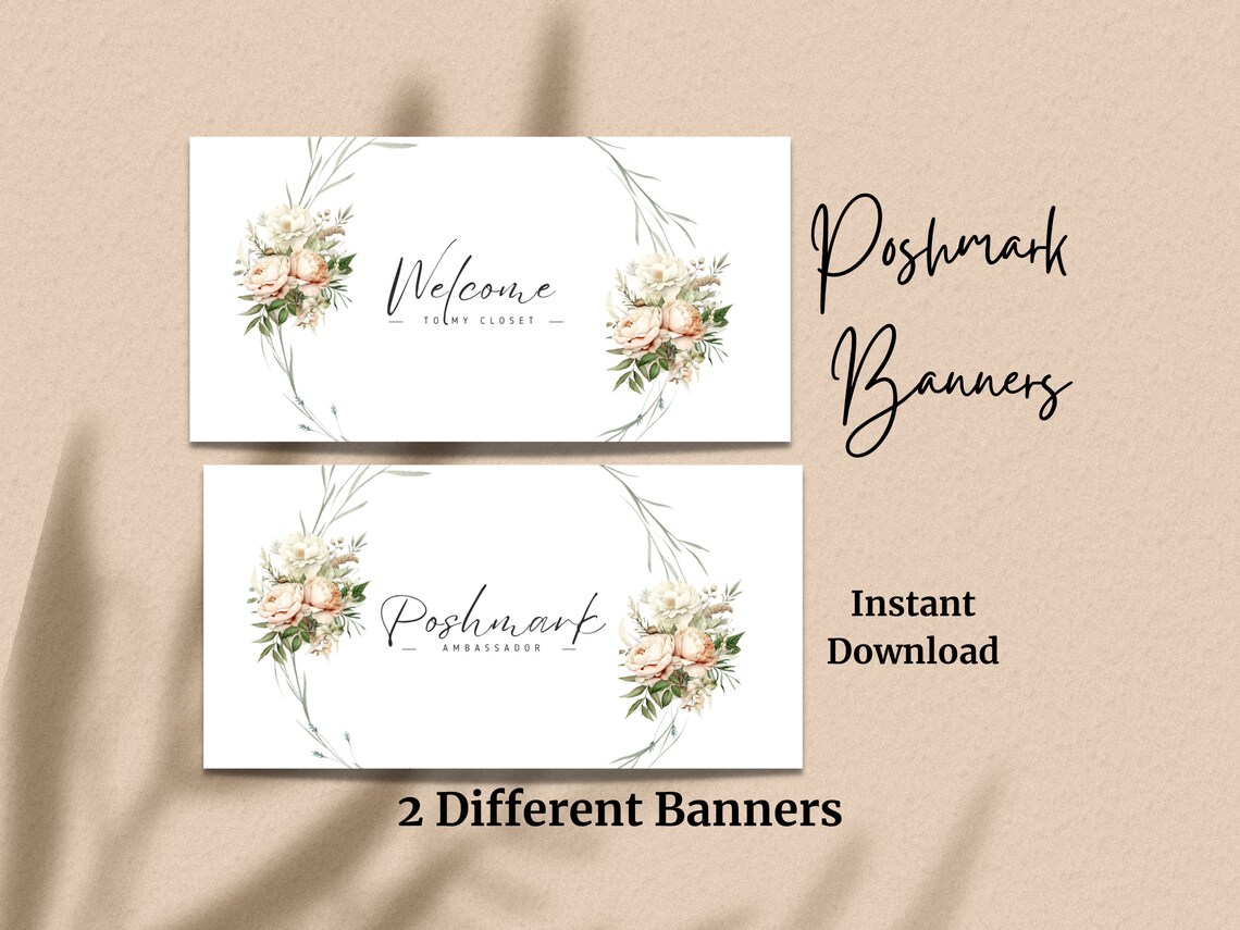 Poshmark Banner Sign Floral Wreath Spring Theme Header Poshmark Closet ...