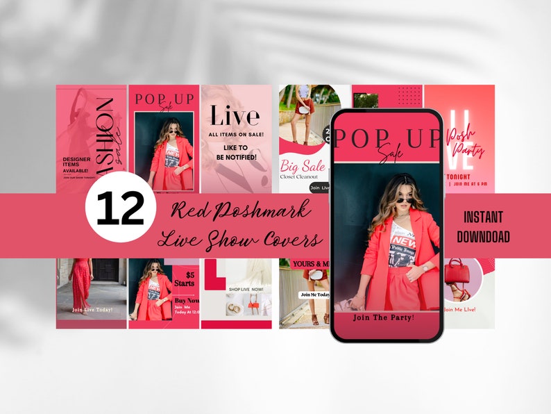 Poshmark Show Cover Images Red Posh Show Covers Poshmark Live - Etsy