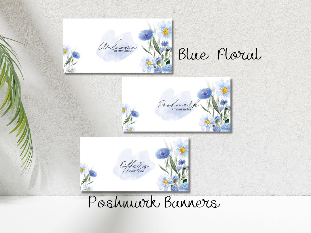 Poshmark Banner Sign Blue Floral Posh Header Poshmark Seller Banner ...