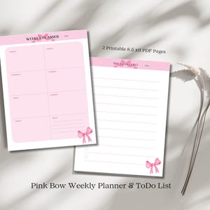Pink Bow Printable Daily Planner Coquette Bow Pink Printable to Do List ...