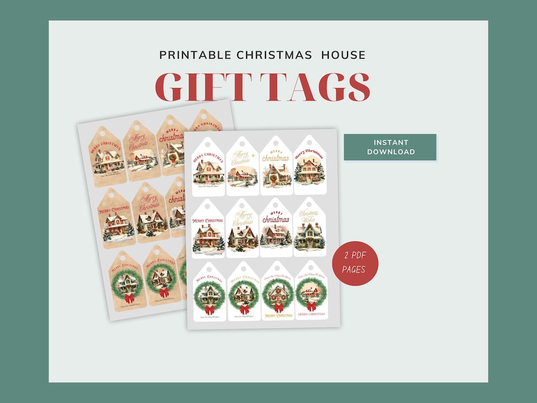 Printable Christmas House Gift Tags Holiday Printable Tags - Etsy