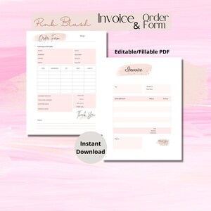 Editable Invoice Order Form Bundle Pink Blush Invoice & Order Form ...