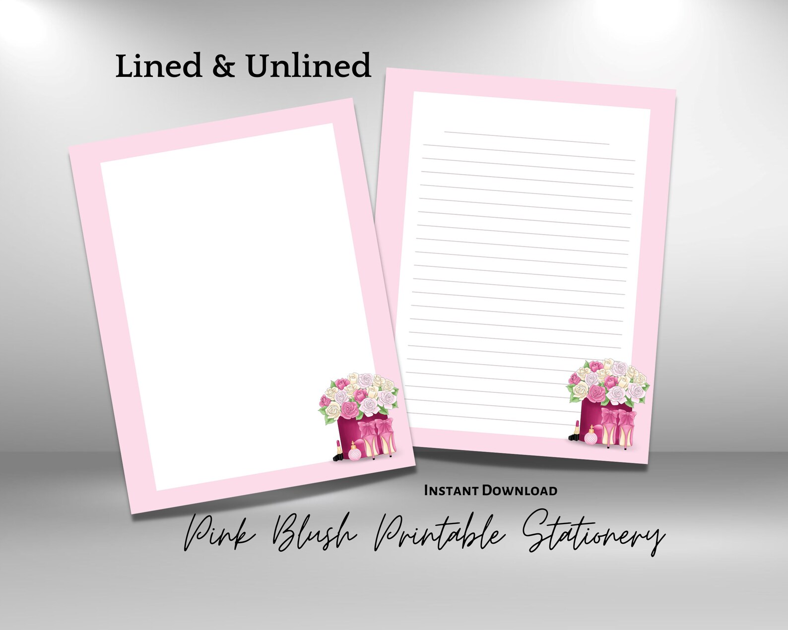 Pink Blush Fashion Printable Stationery Set Printable Lined - Etsy