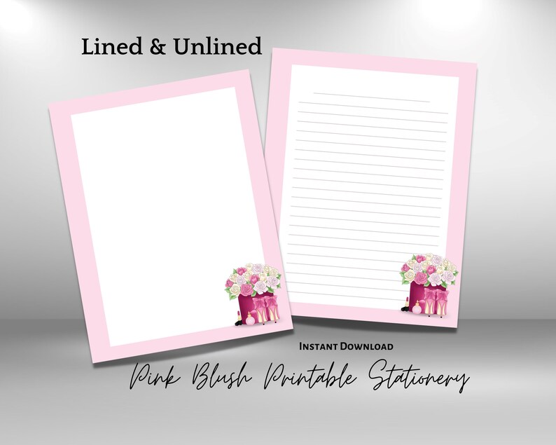 Pink Blush Fashion Printable Stationery Set Printable Lined - Etsy